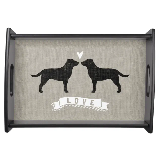 Black Labrador Retrievers with Heart and Love Serving Tray | Zazzle