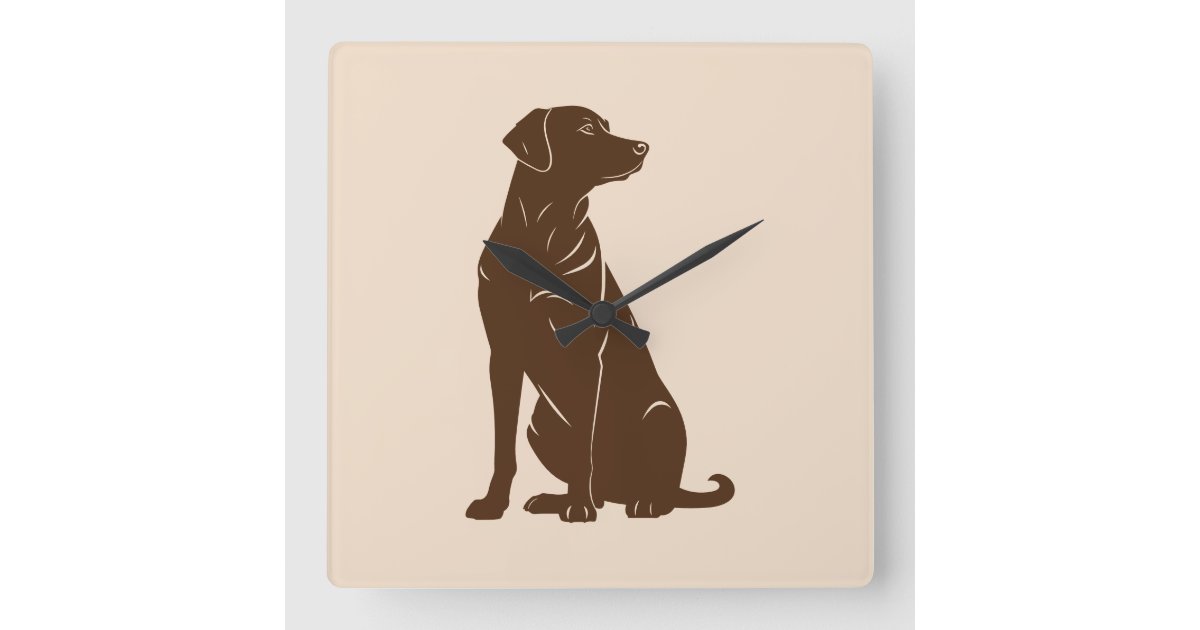 Black labrador silhouette illustration square wall clock | Zazzle