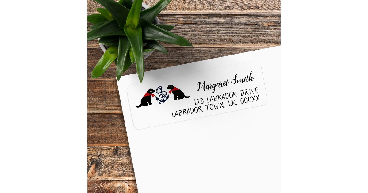Black Labrador Sitting Nautical Return Address Label | Zazzle