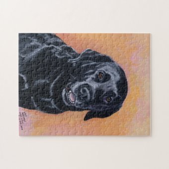 Black Labrador Smiling Painting Jigsaw Puzzle | Zazzle
