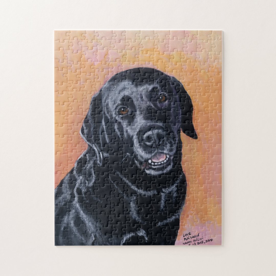 Black Labrador Smiling Painting Jigsaw Puzzle | Zazzle