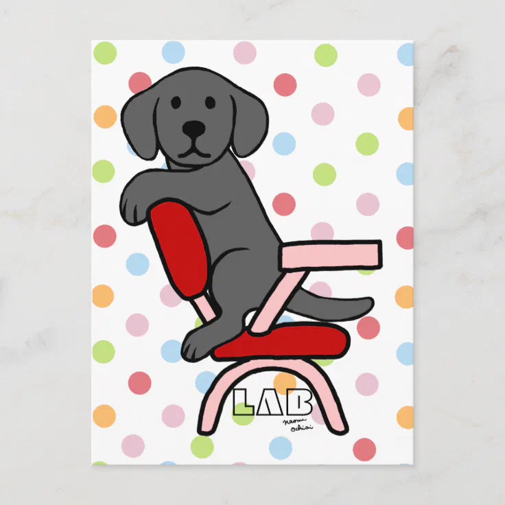 Black Labrador Student 3 Cartoon Postcard | Zazzle