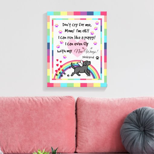 Black Labrador Trotting Rainbow Bridge art Canvas Print | Zazzle