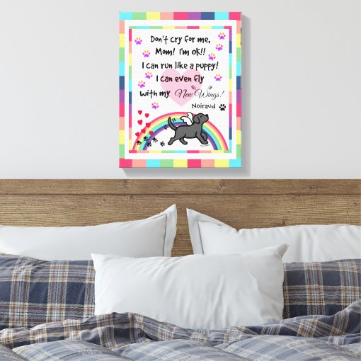 Black Labrador Trotting Rainbow Bridge art Canvas Print | Zazzle