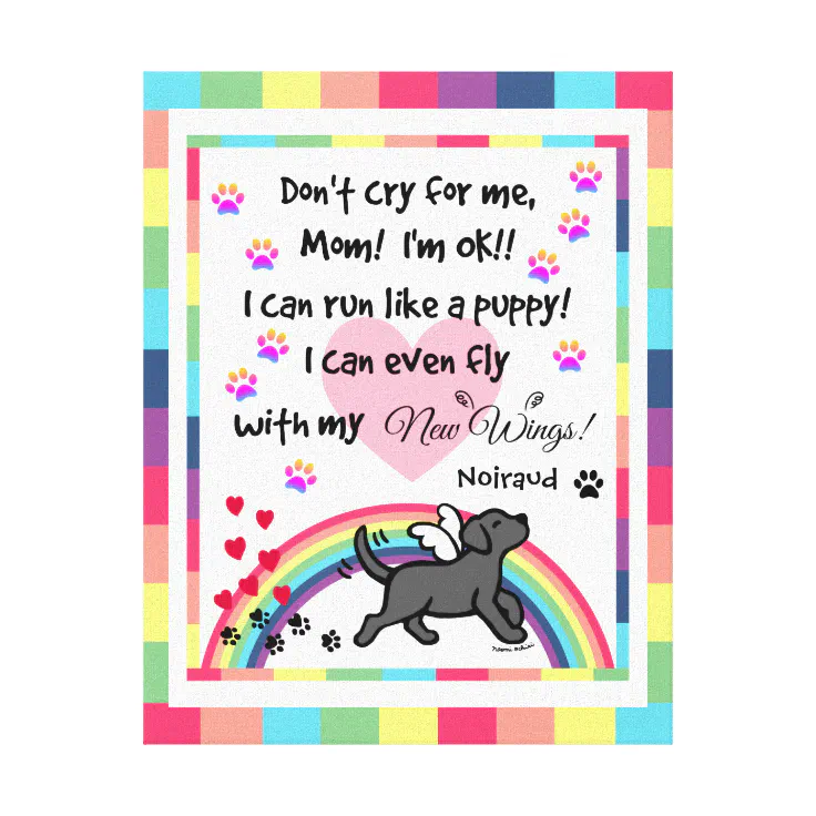Black Labrador Trotting Rainbow Bridge art Canvas Print | Zazzle