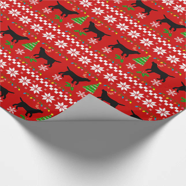 Black Labrador Ugly Christmas Pattern Wrapping Paper | Zazzle