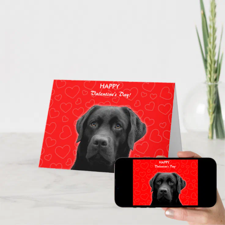 Black Labrador Wishing Happy Valentine's Day Card | Zazzle