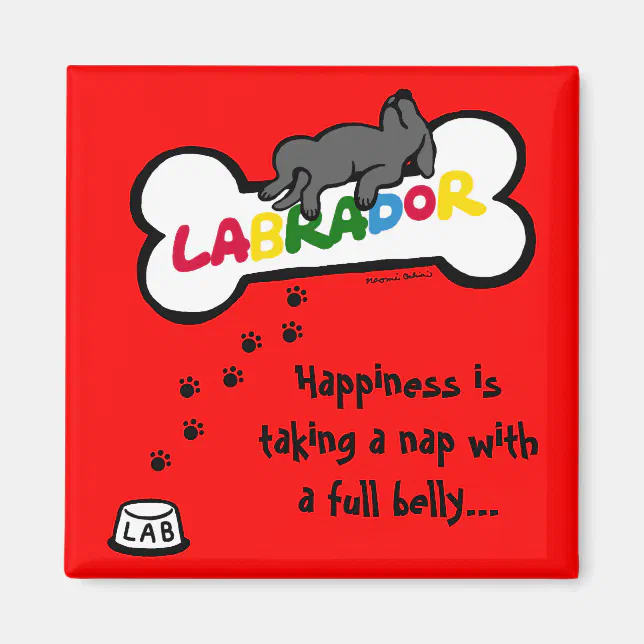 Black Labrador with a full belly Cartoon Magnet | Zazzle