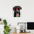 Black Labrador With Heart Sunglasses Poster | Zazzle
