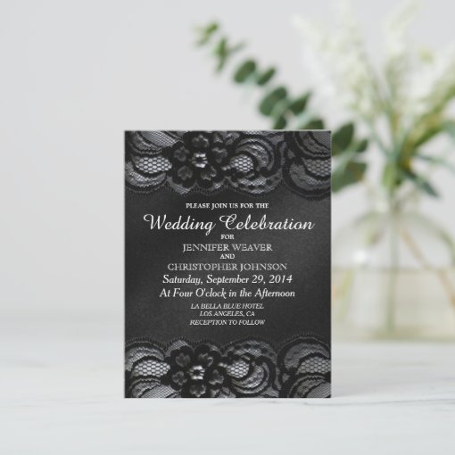 Black Lace and Satin Wedding Invitations | Zazzle