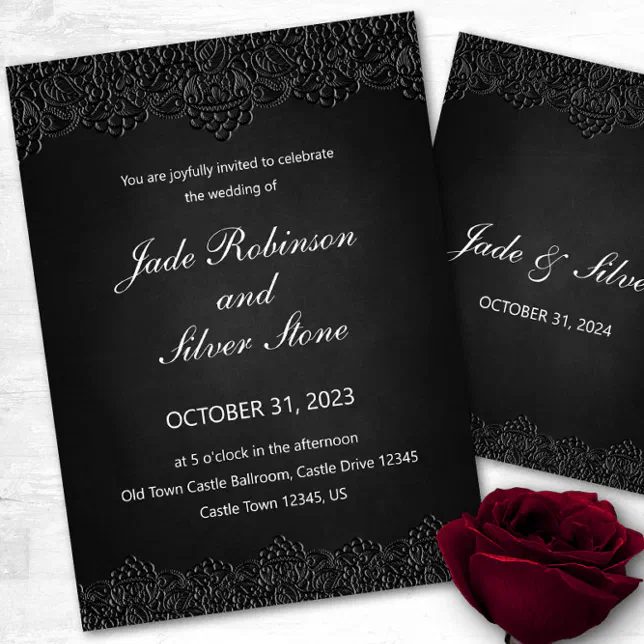 Black Lace Gothic Wedding Invitation, Victorian Invitation | Zazzle