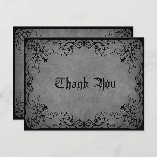 Black Lace Gothic Wedding Thank You Card | Zazzle