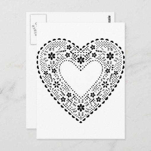 Black Lace Heart Postcard | Zazzle