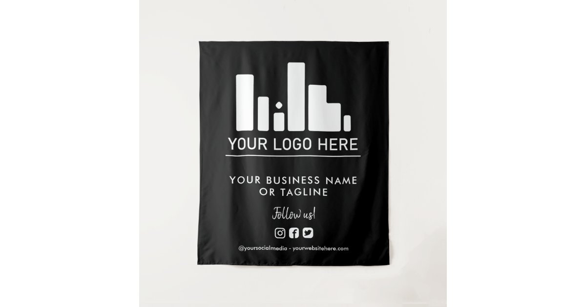 Black Large Logo & Social Media Backdrop | Zazzle