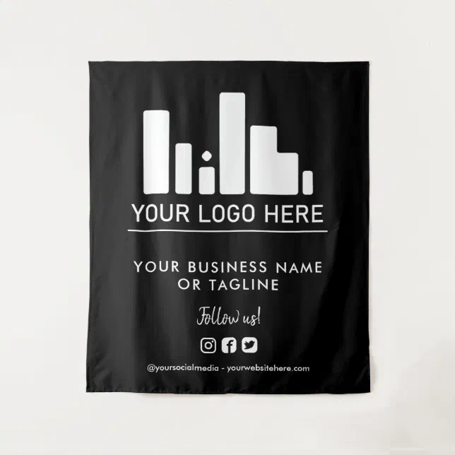 Black Large Logo & Social Media Backdrop | Zazzle