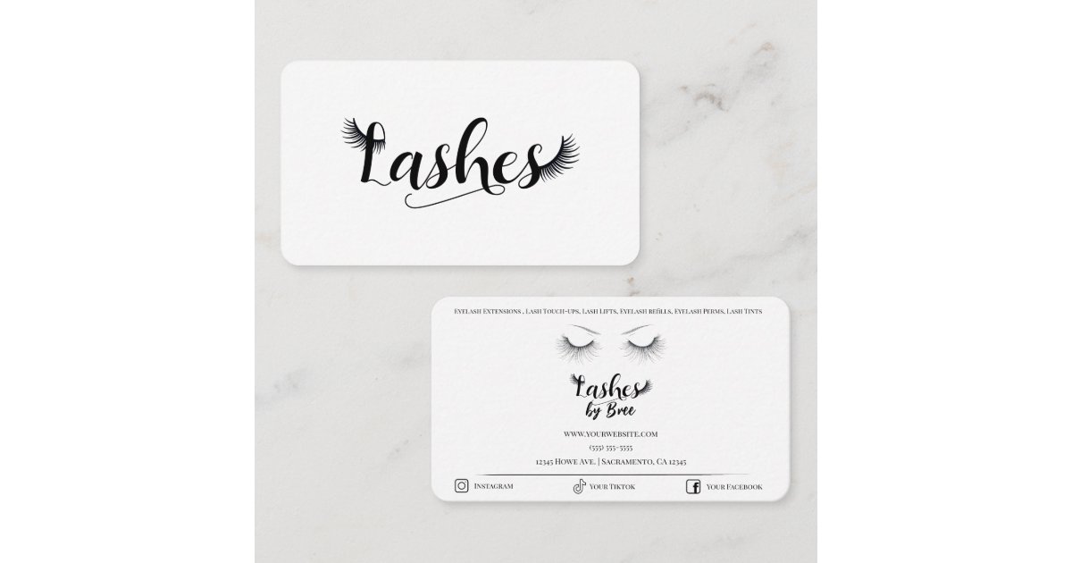 Black Lashes Wispy Eyelashes Beauty Business Card | Zazzle