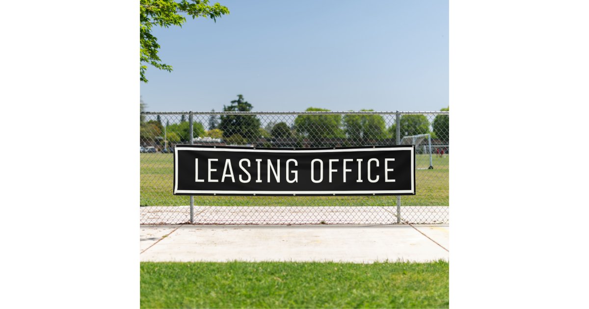 Black Leasing Office Sign Banner | Zazzle