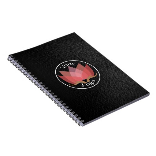 Black Leather Custom LOGO Notebook | Zazzle