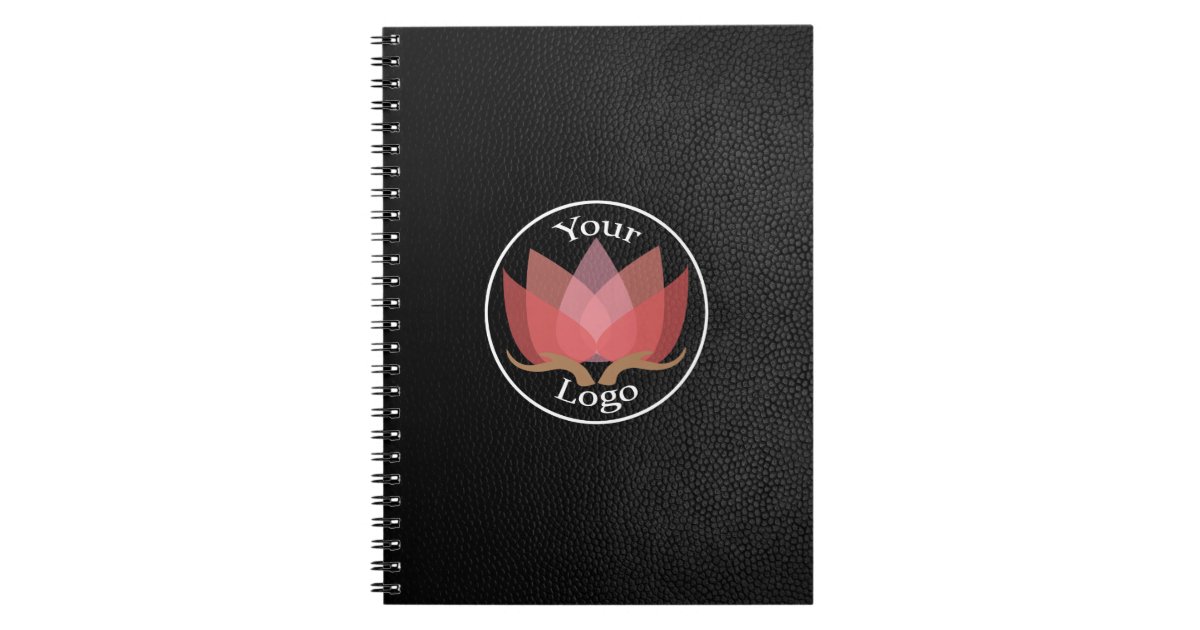 Black Leather Custom LOGO Notebook | Zazzle