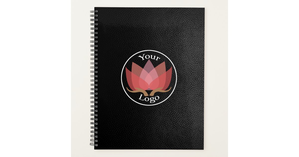 Black Leather Custom LOGO Planner | Zazzle