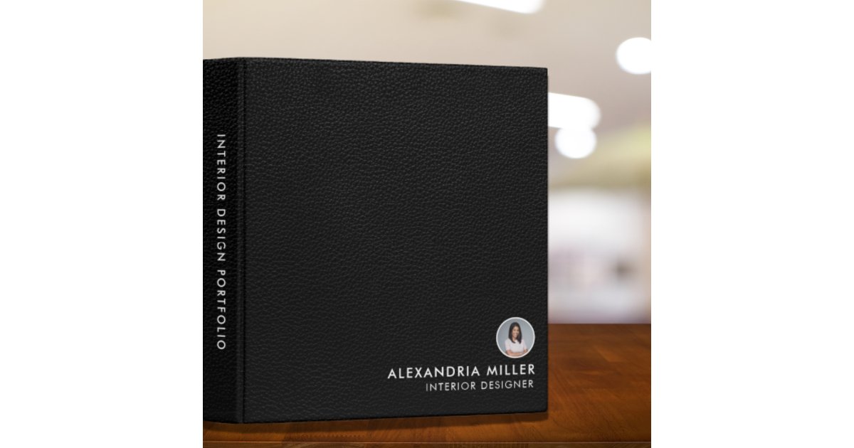Black Leather Custom Professional Photo 3 Ring Binder | Zazzle