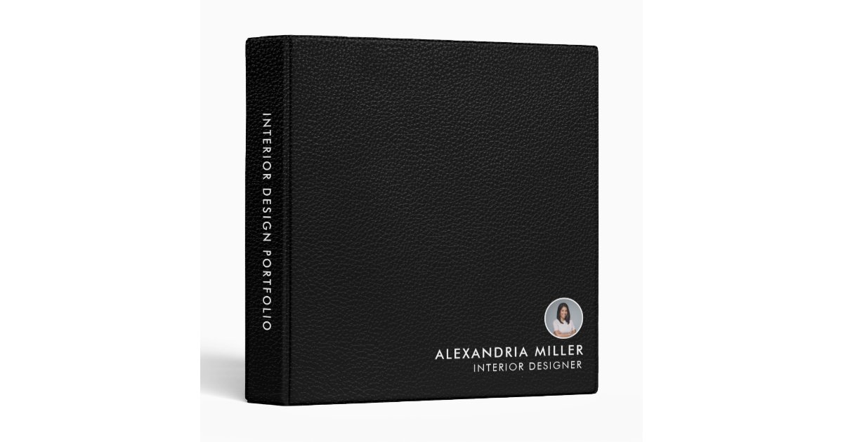 Black Leather Custom Professional Photo 3 Ring Binder | Zazzle