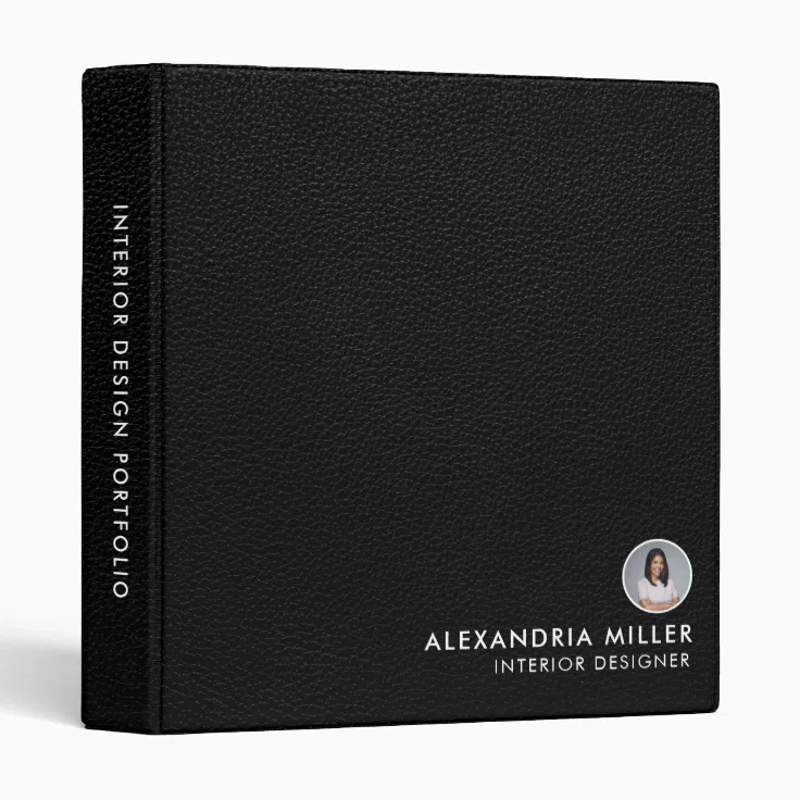 Black Leather Custom Professional Photo 3 Ring Binder | Zazzle