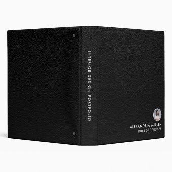 Black Leather Custom Professional Photo 3 Ring Binder | Zazzle