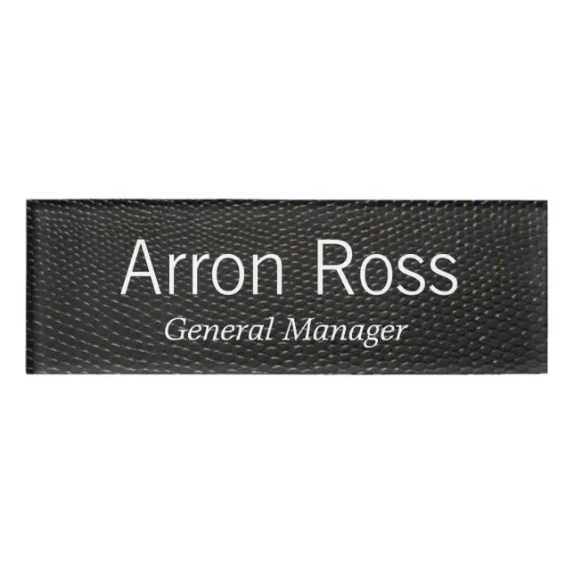 Black Leather Employee Staff Magnetic Name Tag | Zazzle