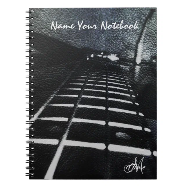 Black Leather Grunge Bass Guitar Personalized Notebook | Zazzle