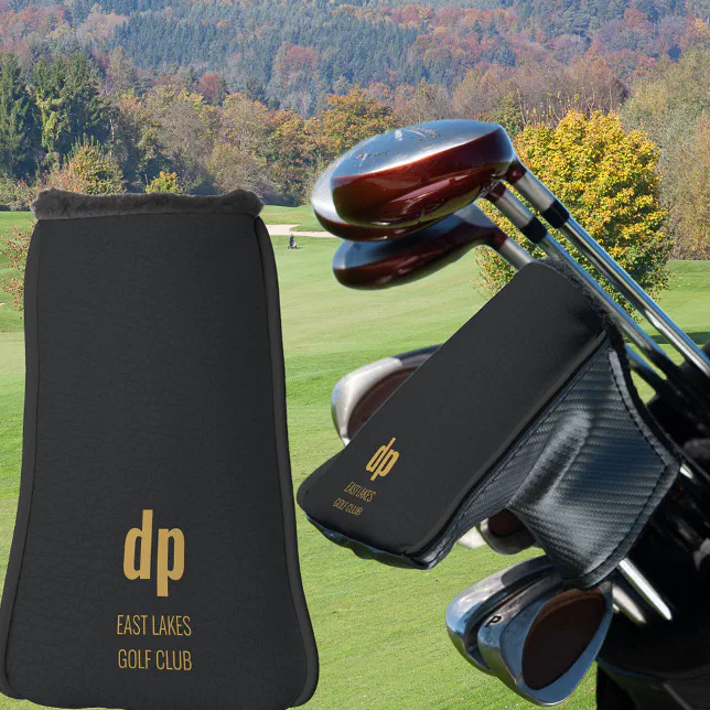 Black Leather Look Monogram Custom Name Putter Golf Head Cover | Zazzle