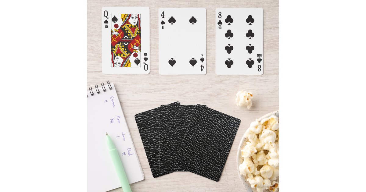 Black leather look playing cards | Zazzle