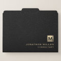 Black Leather Luxury Gold Monogram File Folder | Zazzle