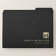 Black Leather Luxury Gold Monogram File Folder | Zazzle