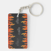 Black Leather Orange Flames Hot Fire Motorcycle Keychain | Zazzle
