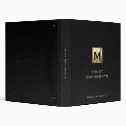 Black Leather Print Trust Document Binder | Zazzle