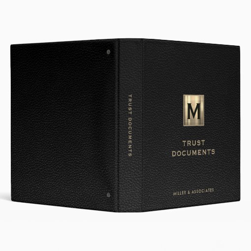 Black Leather Print Trust Document Binder | Zazzle
