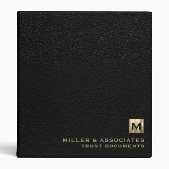 Black Leather Print Trust Documents Binder | Zazzle