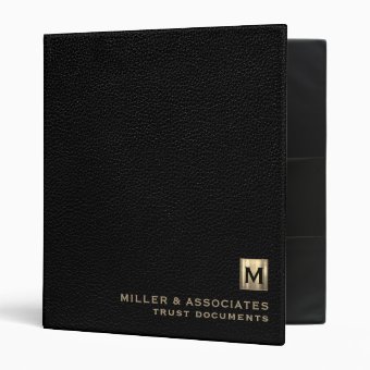 Black Leather Print Trust Documents Binder | Zazzle