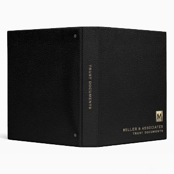 Black Leather Print Trust Documents Binder | Zazzle