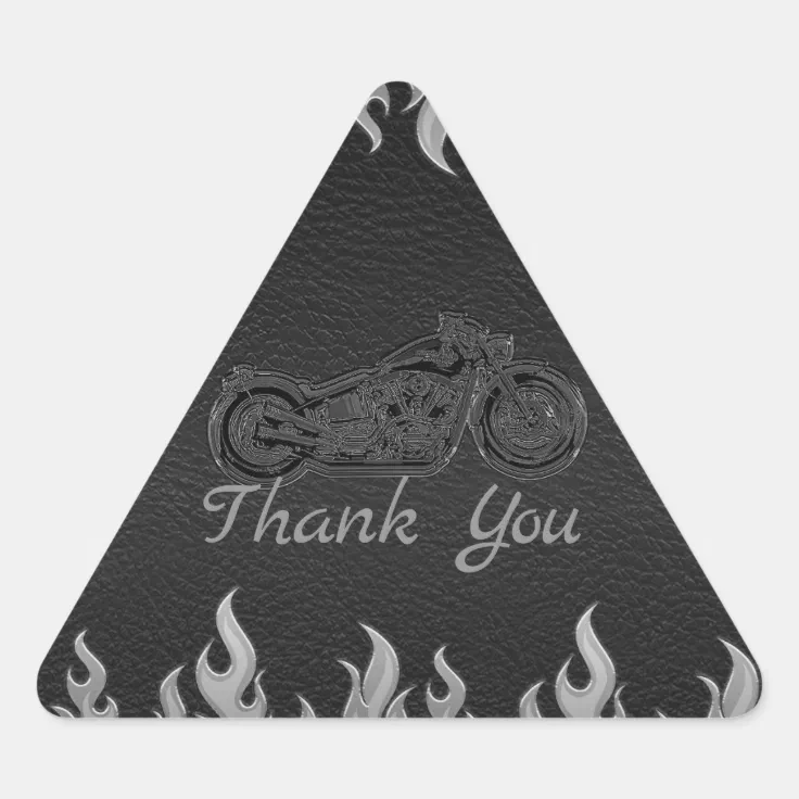 Black Leather Silver Chrome Motorcycle Biker Party Triangle Sticker ...
