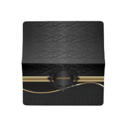 Black Leather Texture with Gold Accents Checkbook Cover | Zazzle