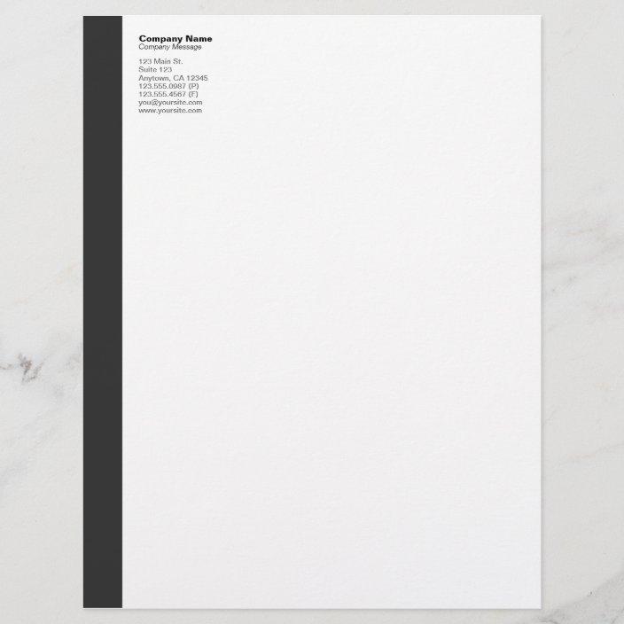 Black Left Sidebar Letterhead | Zazzle.com