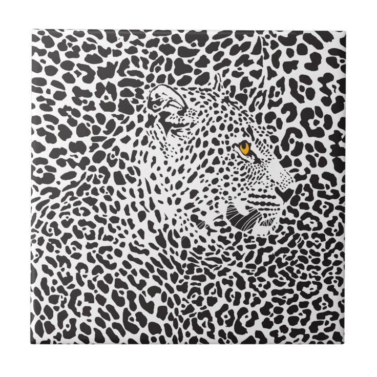 Black Leopard In Spots Ceramic Tile | Zazzle