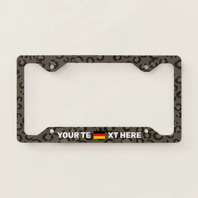 Black Leopard Print German Flag Custom License Plate Frame | Zazzle
