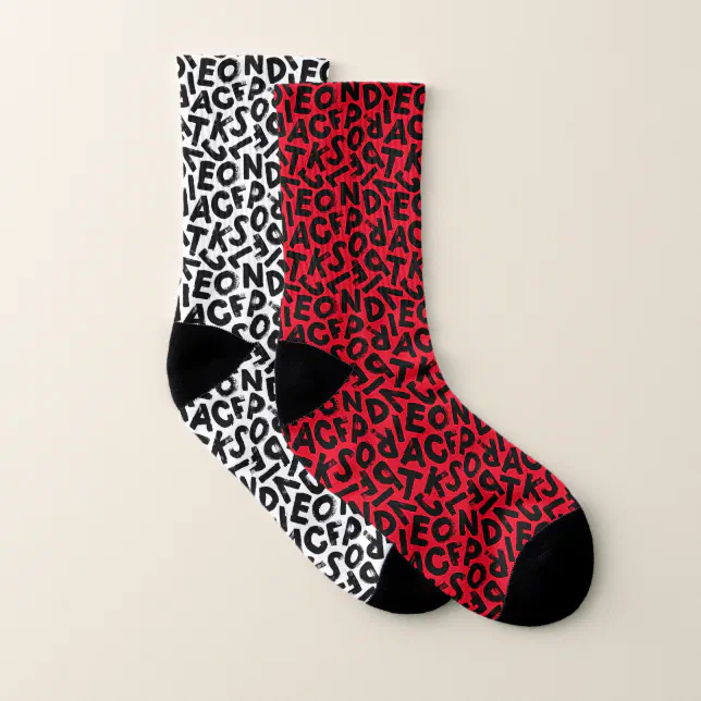 Black Letter Collection Mix N Match All-Over Socks | Zazzle