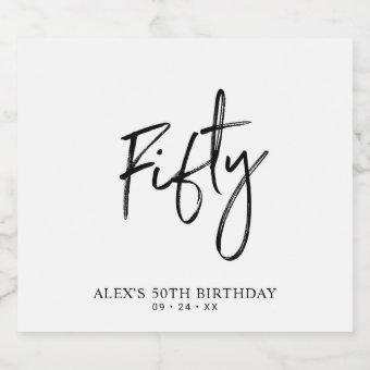Black Lettering Fifty | 50th Birthday Party Beer Beer Bottle Label | Zazzle