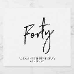 Black Lettering Forty | 40th Birthday Party Beer Bottle Label | Zazzle