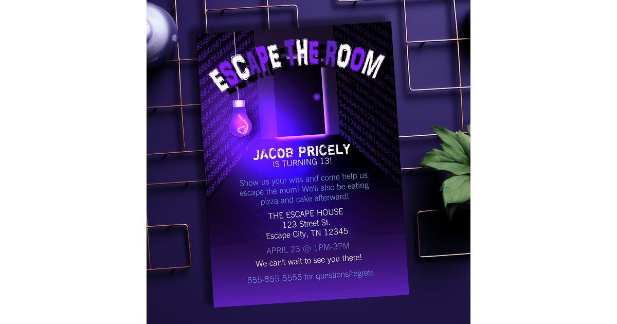 Black Light Escape the Room Invitation | Zazzle