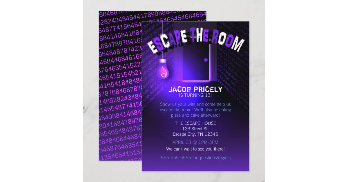 Black Light Escape the Room Invitation | Zazzle